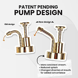 Molimoli Coffee Syrup Dispenser for Coffee Bar | Olive Oil Dispenser Bottle | Glass Syrup Bottle w. Pump | Glass Olive Oil Bottle - 2 Oil Bottles 350ml & 2 Syrup Bottles 500ml Gold