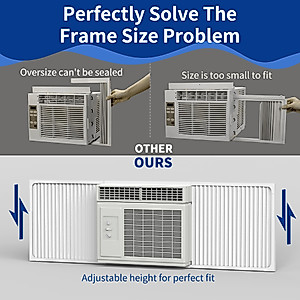 Wintcomfort Window Air Conditioner Side Panel with Adjustable Frame, Universal Window AC Accordion Filler Kit for Window AC Units 5000~14000 Btu, Window AC Insulation Side Panels with Frame