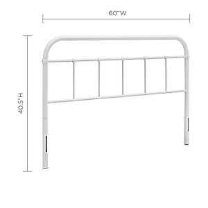 Modway Serena Rustic Farmhouse Style Steel Metal White Headboard Size, Queen
