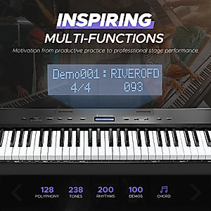 Starfavor 88 Key Weighted Keyboard Piano SP-20, Piano Keyboard 88 Keys Digital Piano with Piano Stand, Electric Piano 88 Keys Weighted with Hammer Action, Bluetooth MIDI & Piano Bench Bundle, Black