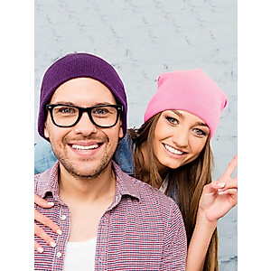 Zhanmai 12 Pieces Knit Hat Beanie Hats Warm Cozy Knitted Cuffed Skull Cap for Adults Kids (Multicolor)