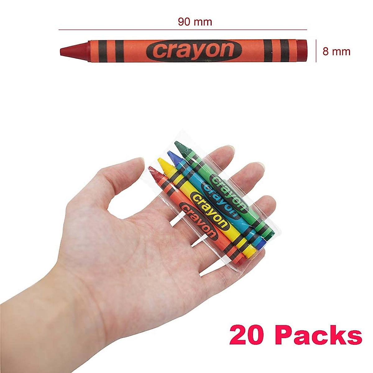 Lucky Art 20 Sets of 4 Packs (80 count) Standard Size Crayons - Mini Crayon Packs Non-Toxic Crayons; Crayons in bulk for Kids Party Favors, School Supplies for Teachers & Travel Crayons
