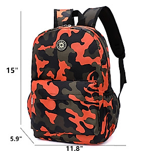 Kids School Backpacks for Boys Girls Elementary Kindergarten Camo School Bags Bookbags for Primary Preschool (Camouflage Orange, Small)