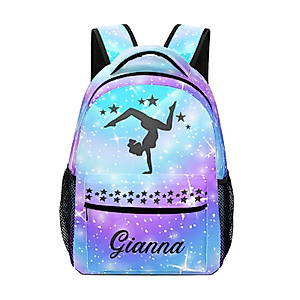 Gymnastic Purple Blue Fantasy Personalized School Backpack Bags Kids Backpack for Teen Boys Girls Travel Backpack