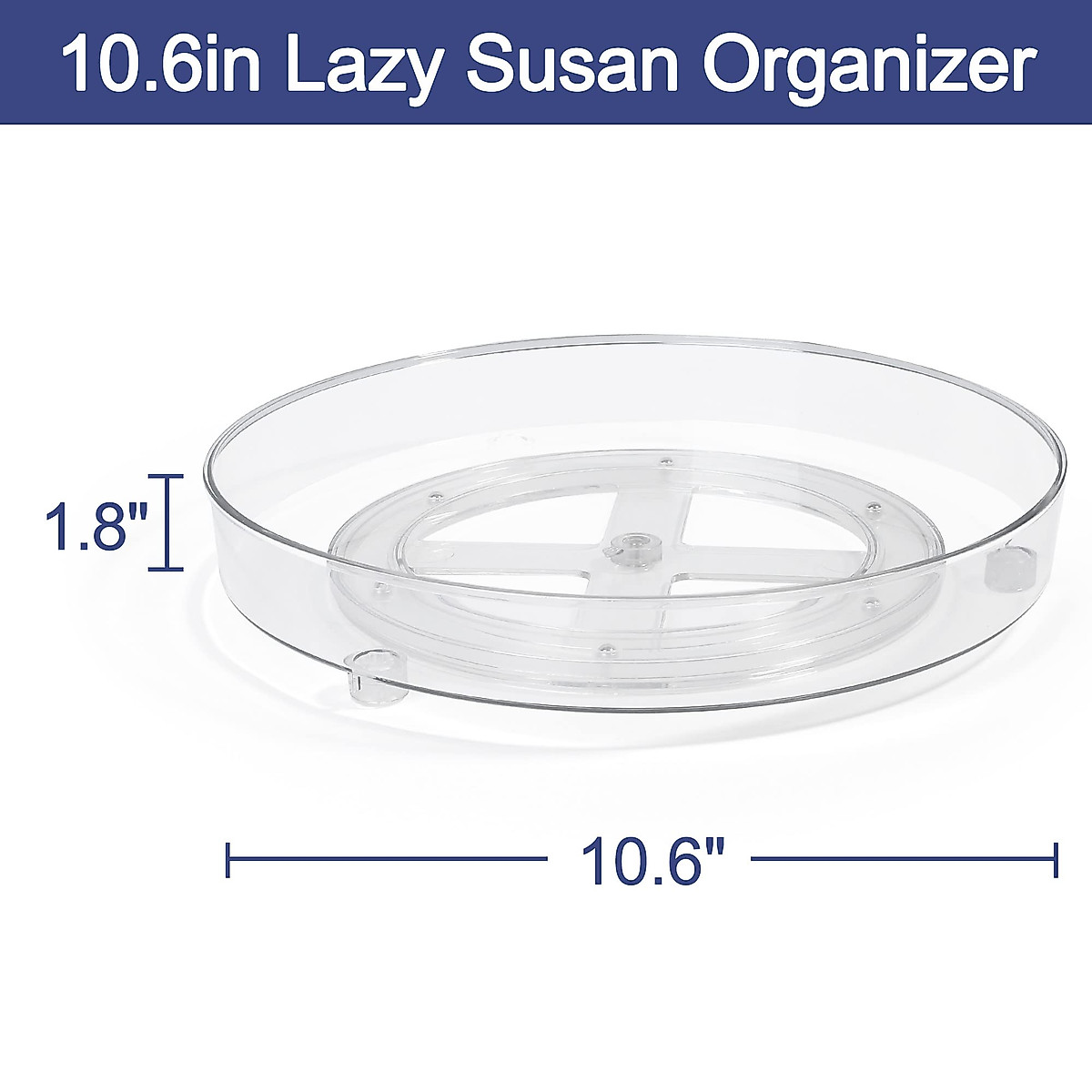 LotFancy Lazy Susan Organizers, 4 Pack 10.6” Clear Lazy Susan Turntable for Kitchen, Cabinet, Fridge, Pantry, Countertop, Bathroom Storage