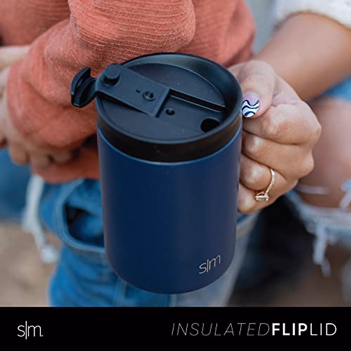 Simple Modern Travel Coffee Cup with Lid and Handle | Reusable Insulated Stainless Steel Iced Coffee Mug Cold Brew Tumbler and Tea Cup | Scout Collection | 12oz | Riptide