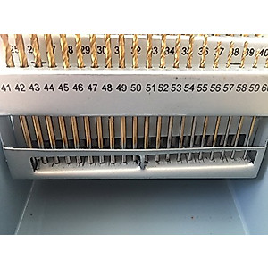 LLDSIMEX 60 Piece 1#-60# Titanium Nitride Coated Numbered Drill Bit Set High Speed Steel (0.228" - 0.040")