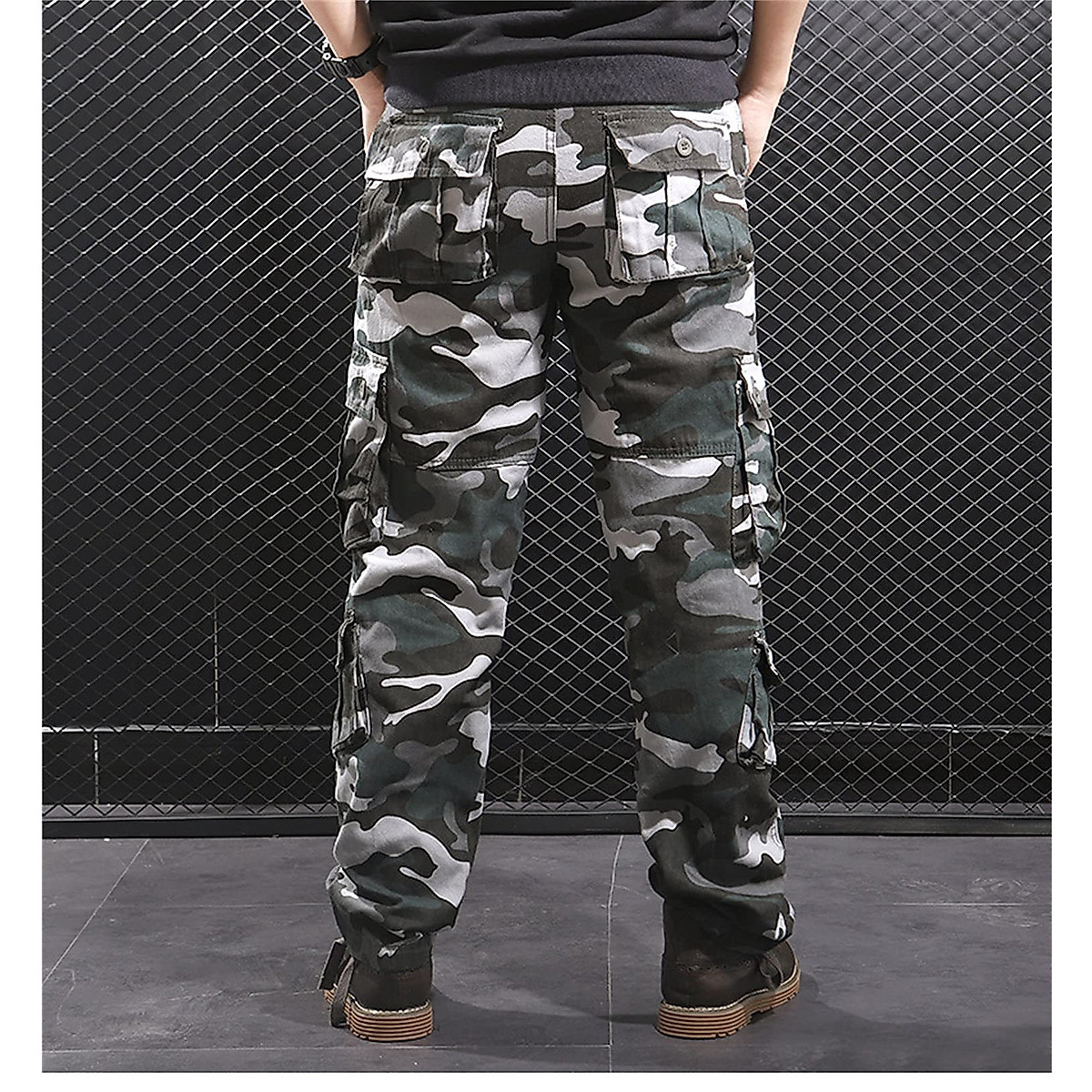 Men's Multi Pocket Military Pants Camo Combat Work Trousers Casual Hiking Pockets Army Slacks (Blue,34)