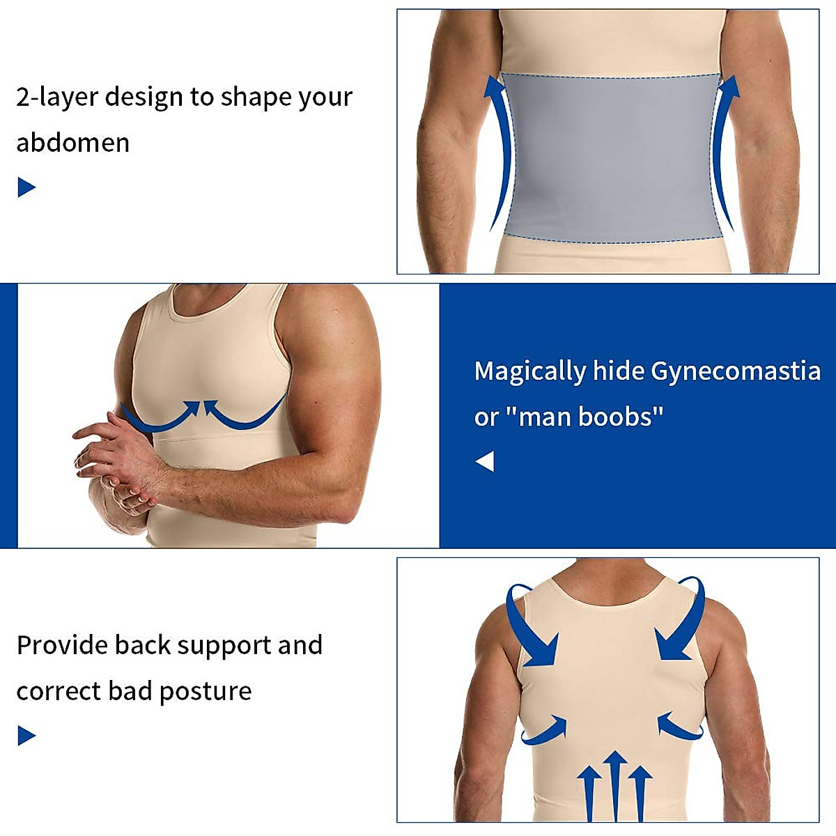 GSKS Mens Body Shaper Compression Tank Top Slimming Shapewear Abdomen Undershirts