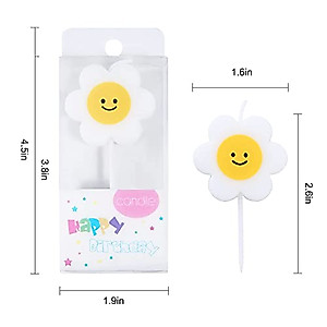 BoKin 4 Pcs Birthday Candles, Smiley Face Happy Birthday Candle for Cake, Sunflower Cake Toppers for Birthday Party Wedding Anniversary Valentines Day Christmas Festival