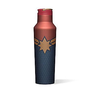 Corkcicle Sport Canteen - Water Bottle & Thermos - Triple Insulated Shatterproof Stainless Steel, 20 oz, Marvel - Captain Marvel