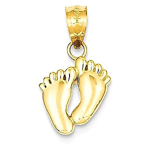 IceCarats 14K Yellow Gold Small Feet Necklace Charm Pendant Only