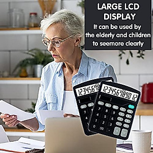 YEVEETTE Desk Calculator 12-Digit Large Display - Office Calculators with Sensitive Button and Solar and Battery Dual Power, Portable Basic Calculator Suitable for Business, Office and Home，837