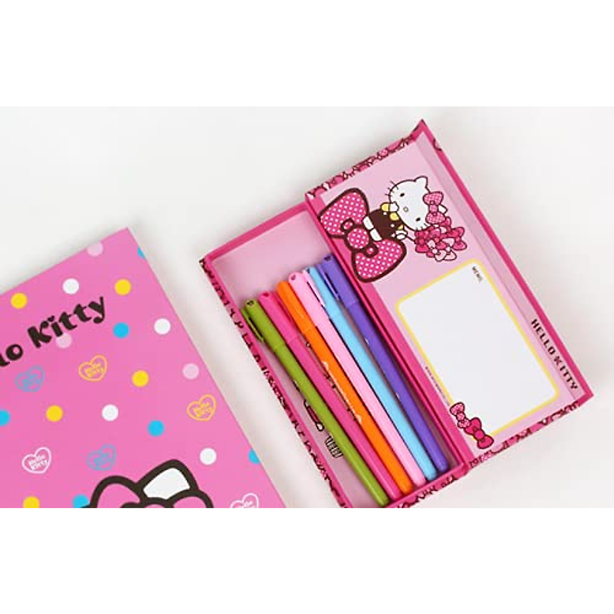 Hello Kitty Classic Multi-Purpose Slim Magnetic Closure Pencil Case 1PC : Red/Pink (Pink)