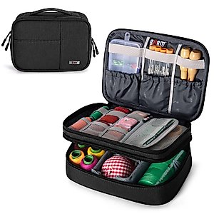 BUBM Double Layer Sewing Organizer with Detachable Dividers, Sewing Supplies Organizer for Sewing kits (BAG ONLY), Black