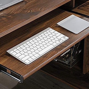 Sauder Clifford Place L-Desk, L: 59.06" x W: 53.54" x H: 30.2", Grand Walnut finish