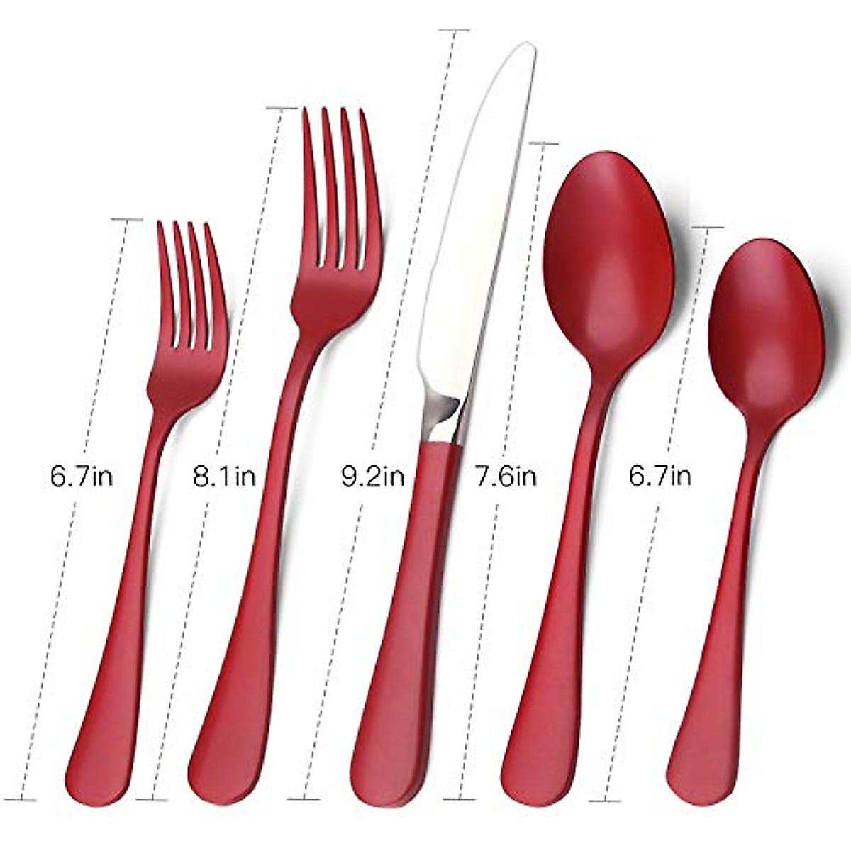 Red Silverware Set, Bysta 20-Piece Stainless Steel Flatware Set, Kitchen Utensil Set Service for 4, Tableware Cutlery Set for Home and Restaurant, Knives mirror polish, Dishwasher Safe