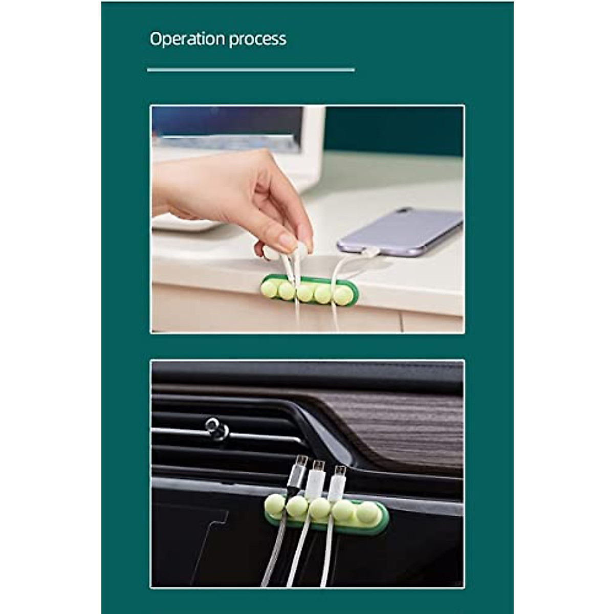 HIWOFASI Cord Holder 2 Pack Cable Organizer Management Wire Clips Self Adhesive for Desk USB Charging Mouse Cable Power PC Wire Nightstand Office Home 4 Slot