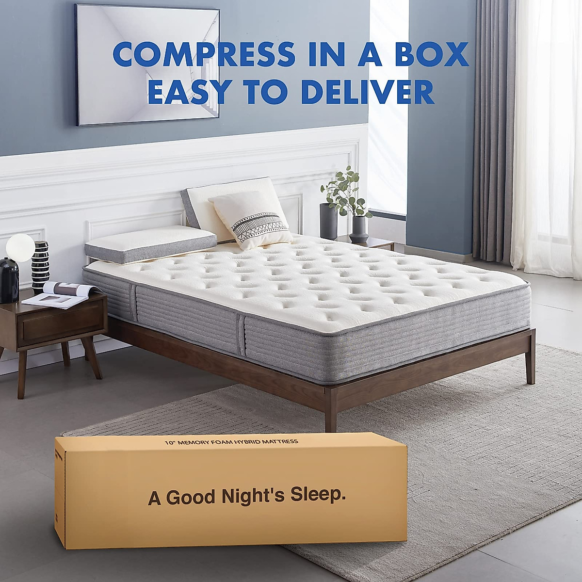 DIGLANT Twin XL Hybrid Mattress, 10 Inch Hybrid Tight Top Mattress, Memory Foam Pocket Spring Mattress Sleep Supportive & Pressure Relief, Medium Firm Feel Mattress in a Box, CertiPUR-US Certified