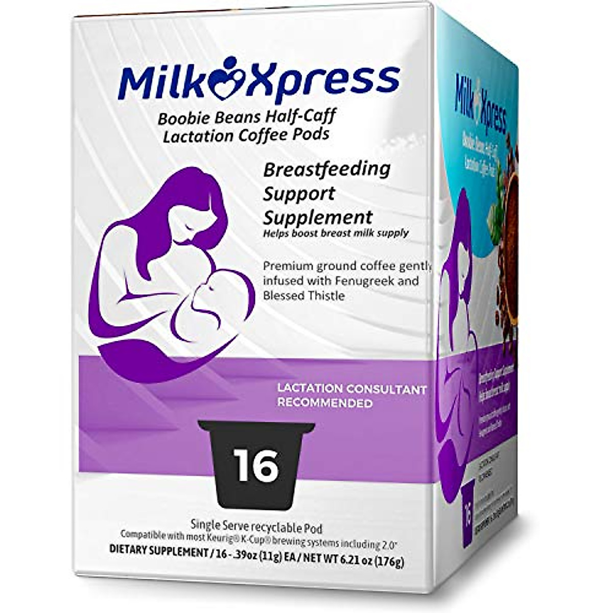 Lactation Supplement Coffee Pods Boost Milk Flow 16 Count Ground Breastfeeding Support Coffee Infused with Fenugreek and Blessed Thistle, Compatible with Keurig Brewers