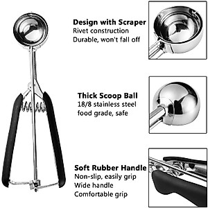 SUNNORN Small Cookie Scoop, 1 Tbsp Cookie Dough Scoop, Small Cookie Scooper, Melon Baller Scoop, Good Soft Grips, Comfortable Trigger Release