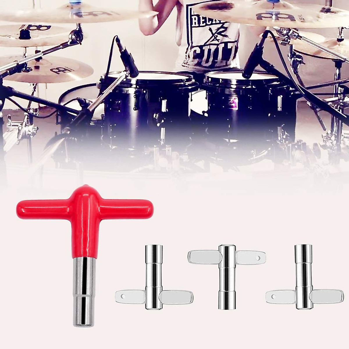EASTROCK High Torque Drum Keys Pack of 4 with More Advanced Material Rubber And Plastic Handles Drum Key,Durable Tool Drum Torque Tuning Key With Hole(Red)