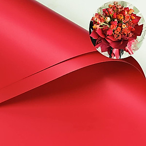 XICHEN 20 Sheets/Korean style waterproof Colors Flower Wrapping Paper,Florist Bouquet Paper,DIY Crafts,gift wrapping paper ouya paper58 x 58cm/22.8x 22.8 inch (Red)