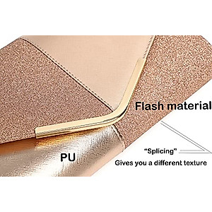 MUDUO Sequined PU Clutch Purse for Women Evening Bag Party Clutches Wedding Purses Cocktail Prom Handbags (Champagne Pink)