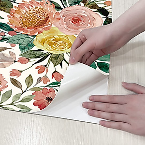 JiffDiff Black White Camellia Wildflower Floral Wallpaper Peel and Stick (118.1" x 17.3", White Camellia)