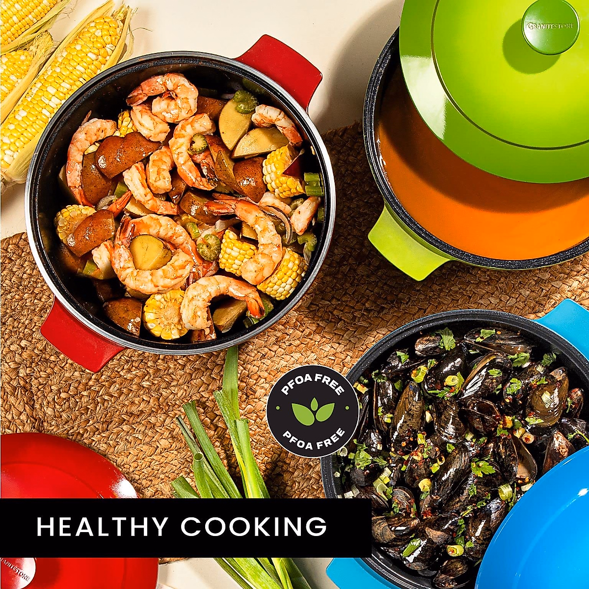 Granitestone 5 Qt Nonstick Dutch Oven, Stovetop & Oven Safe with Lid - Toxin Free