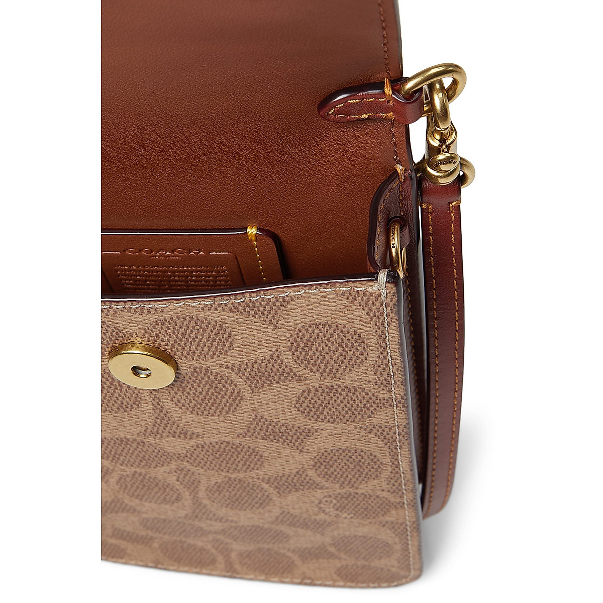 COACH Coated Canvas Signature C Phone Crossbody, Tan Rust