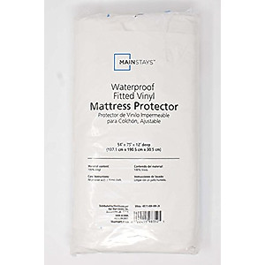 Mainstays Vinyl Fitted Mattress Protector, White, Full