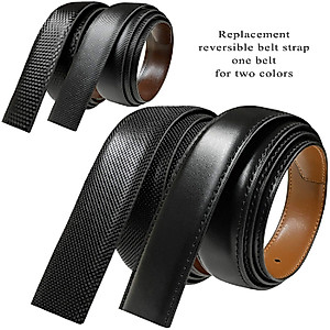 160502 Reversible Belt Strap Replacement Genuine Leather Dress Belt Strap, 1-1/8" (30mm) Wide (Black/Tan, 36)