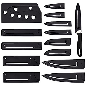 CHGCRAFT 13Pcs 7 Sizes Plastic Universal Knife Edge Guards Non-BPA Knife Sheath Black Knife Cover Sleeves Knife Protectors