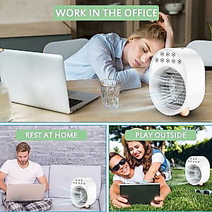FAZHENWJ Portable Air Cooler Fan, Personal Air Cooler, 3000mAH Battery Powered Mini Air Cooler/Humidifier, Mini Humidifier Misting Fan, 3 Wind Speeds, USB Charging (White)