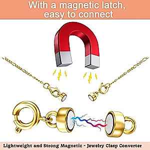 Kcctoo Magnetic Necklace Clasps and Closures - 14k Gold and Silver Plated Bracelet Connectors for Necklaces Chain Jewelry Making 