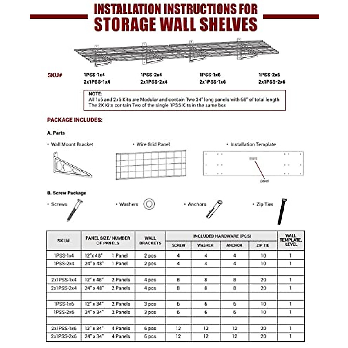 Sylvan Modular Garage Wall Shelves for Storage DIY Wall Mount Shelf with Garage Shelving Wall Mounted Kit Sturdy Garage Wall Shelving and Wall Mount Shelf Construction (1'x4')