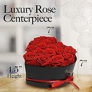 GLAMOUR BOUTIQUE 16-Piece Forever Flowers Heart Shape Box - Preserved Roses, Immortal Roses That Last A Year - Eternal Rose Preserved Flowers for Delivery Prime Mothers Day & Valentines Day - Red