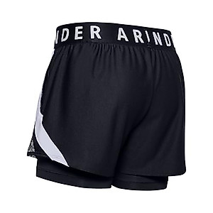 Under Armour womens Play Up 2-In-1 Shorts , Black (001)/White , Medium