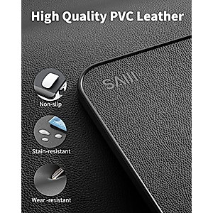 Laptop Bed Tray Desk with LED Desk Light, SAIJI Adjustable Laptop Stand for Bed, XX-Large PVC Leather Foldable Laptop Table with Book Stand, School Supplies for High School College Students (Black)