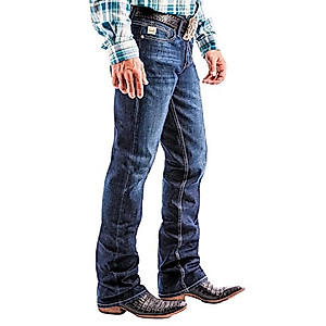 Cinch Men's Ian Slim Fit Jean, Dark Stonewash Zig zag, 29 x34