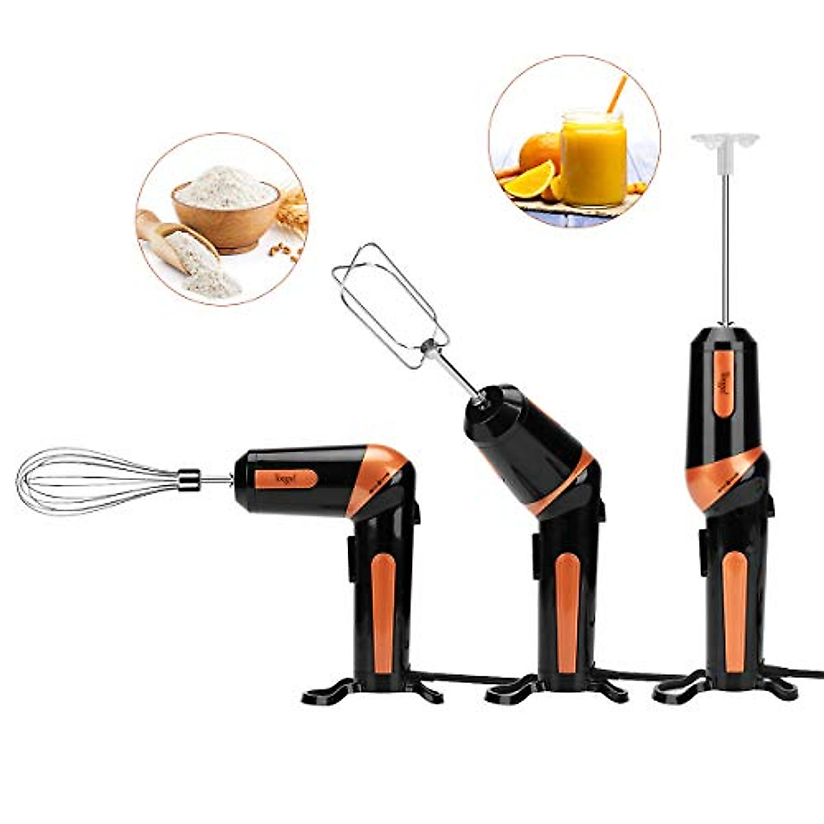 Hand Mixer Electric,Handheld stick Mixer Egg Beater Set w/AC, Stainless Steel Egg Whisk, BPA-Free Beater, Drink Mixer Attachment, Rotatable Angle Hand kitchen Mixer for Coffee