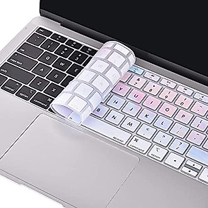 MOSISO Keyboard Cover Compatible with MacBook Air 13 inch 2019 2018 Release A1932 Retina Display with Touch ID, Waterproof Dust-Proof Protective Pattern Silicone Skin, Colorful Clouds