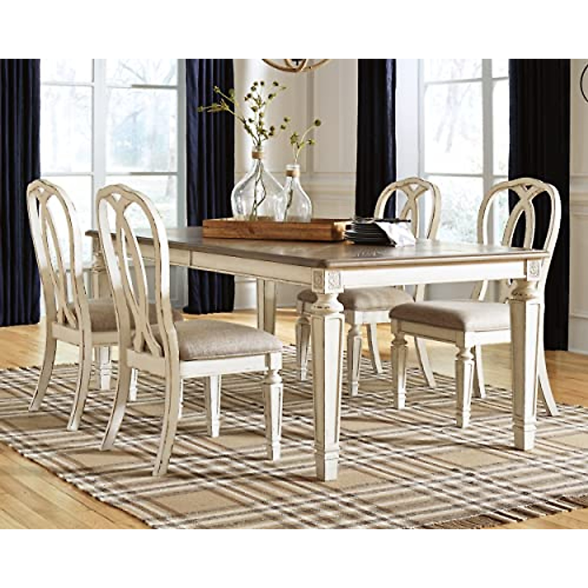 Signature Design by Ashley Realyn French Country Dining Extension Table, Seats up to 8, Chipped White