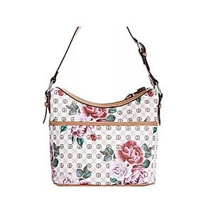 Giani Bernini White Signature Peonies Hobo