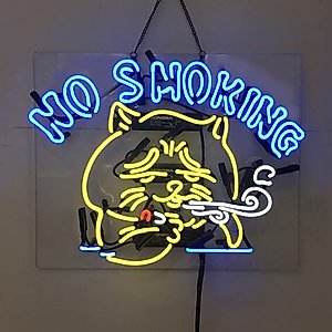 No Smoking Cat Neon Sign Handmade Real Glass Neon Tube Neon Light For Home Bar Man Cave Pub Store Restaurant Wall Décor Artwork Neon Bar Signs 19x15