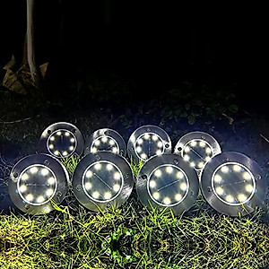 DUUDO Solar Outdoor Lights 12 Packs, Solar Lights Outdoor Waterproof IP65, Outdoor Solar Lights, Disk Solar Garden Lights for Yard Deck Lawn Patio Pathway Walkway Cold White