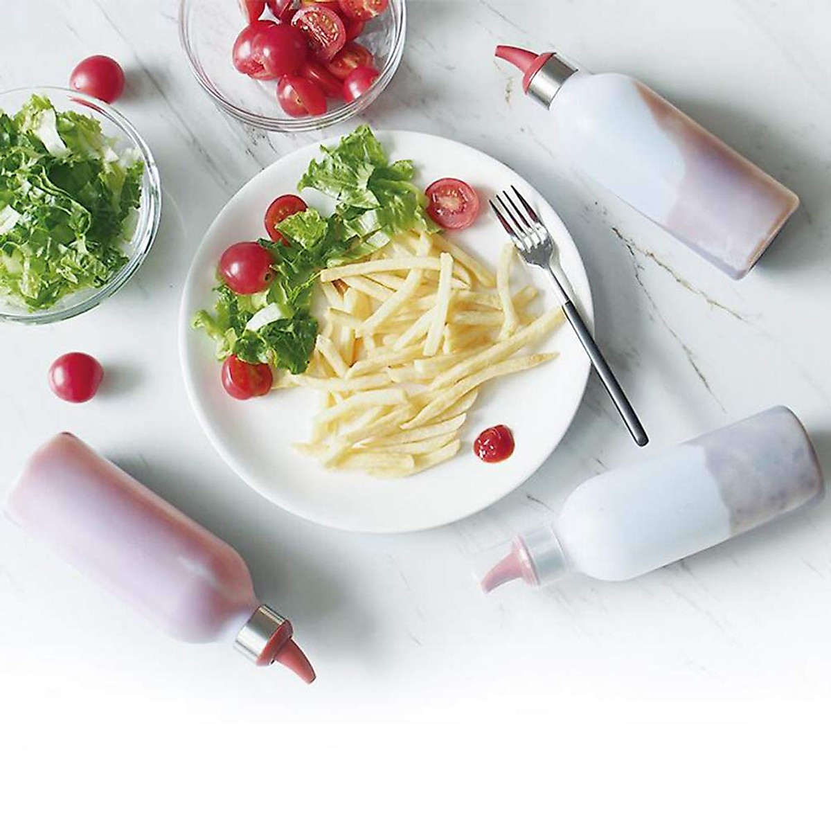 Cabilock 3pcs trp Pump Head Ketchup Soy Sauce Bottle Paint Condiment Sauce Squeeze containers jam Salad Sauce Squirt Bottles Soy Sauce Vinegar lecythus Clear Container Barbecue Tool