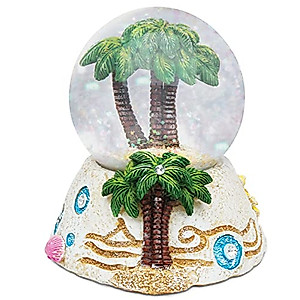 COTA Global Palm Tree Stone Snow Globe - Sparkly Water Globe Figurine with Sparkling Glitter, Collectible Novelty Ornament for Home Decor, for Birthdays, Christmas and Valentine's Day