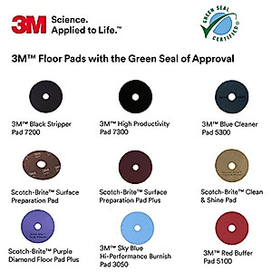 3M Buffer Floor Pad 5100, Red, 20", 5/Case, Removes Soil, Scratches, Scuff Marks, and Black Shoe Heel Marks
